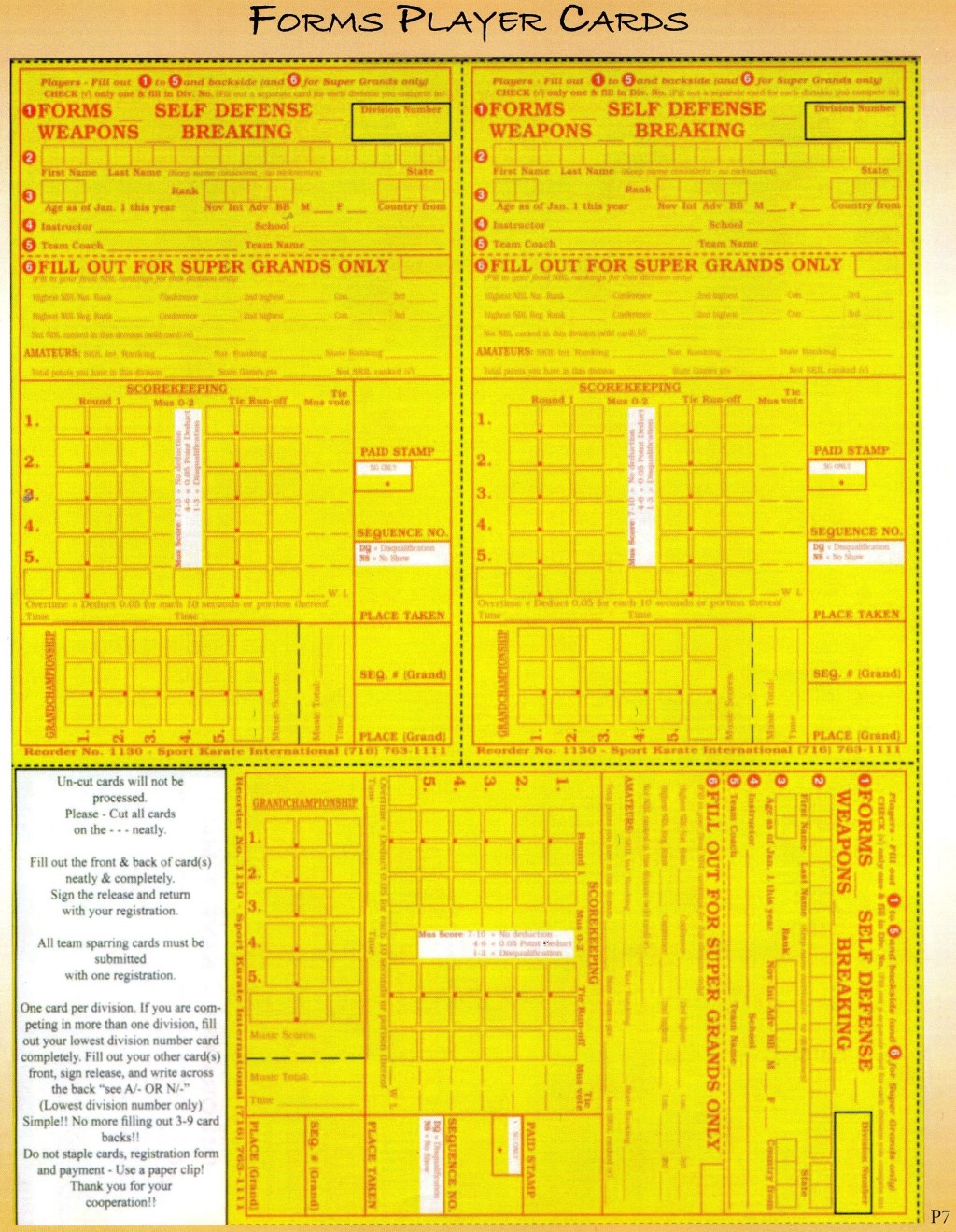 Superkicks Karate Championships Player Cards